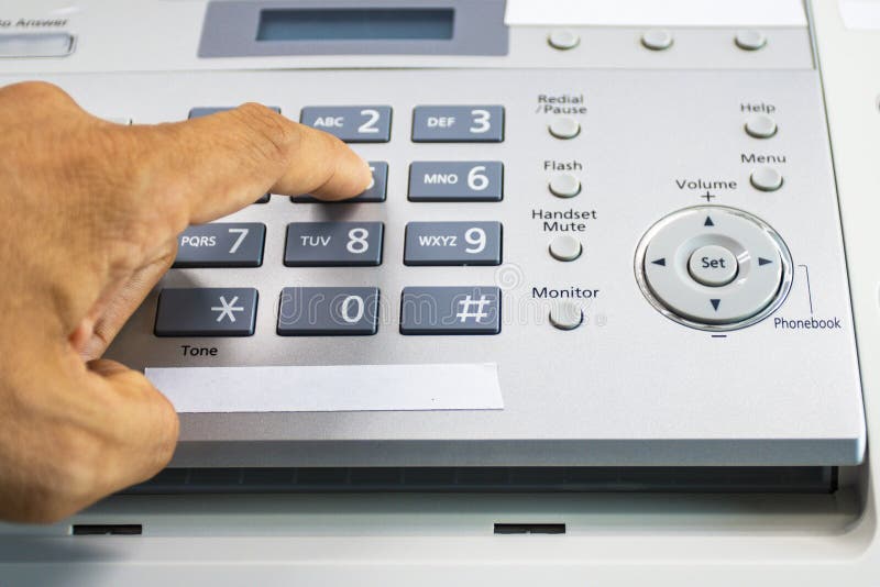 Hand Man are Using a Fax Machine in the Office Stock Photo - Image of ...