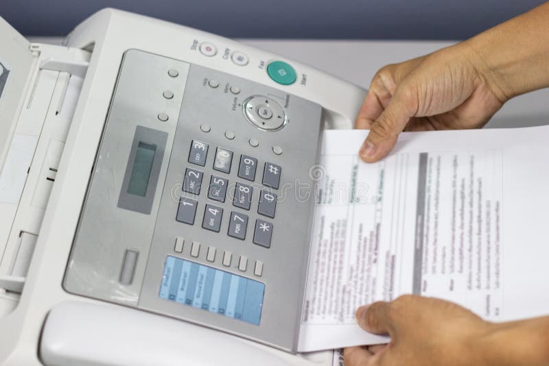 Hand Man are Using a Fax Machine in the Office Stock Photo - Image of ...