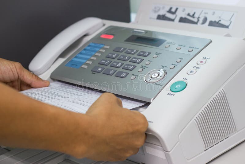 Hand Man are Using a Fax Machine in the Office Stock Image - Image of ...