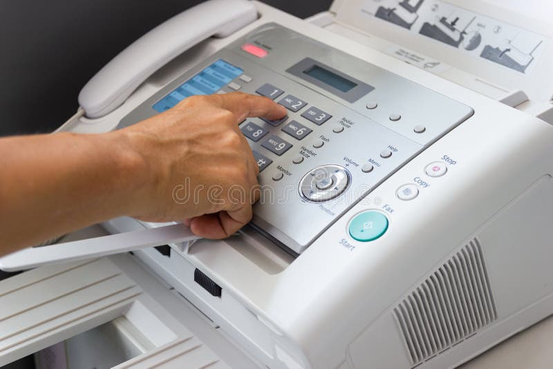 Hand Man are Using a Fax Machine in the Office Stock Photo - Image of ...