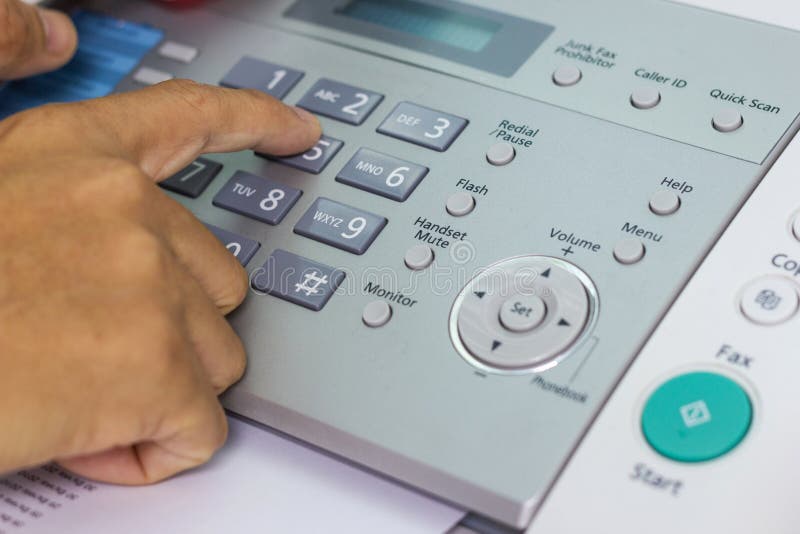 Hand Man are Using a Fax Machine in the Office Stock Photo - Image of ...