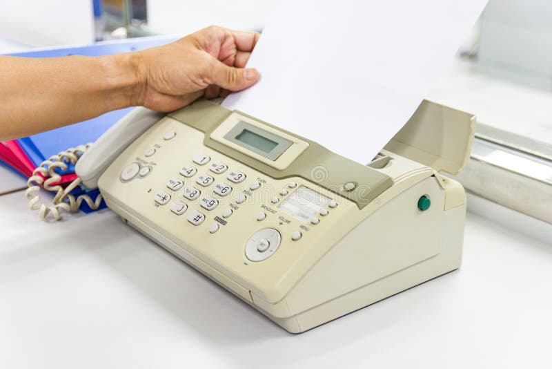 Hand Man are Using a Fax Machine in the Office Stock Image - Image of ...