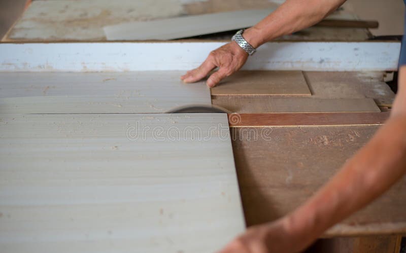 Hand of Man Working Cutting Boards by Machine Stock Photo - Image of ...