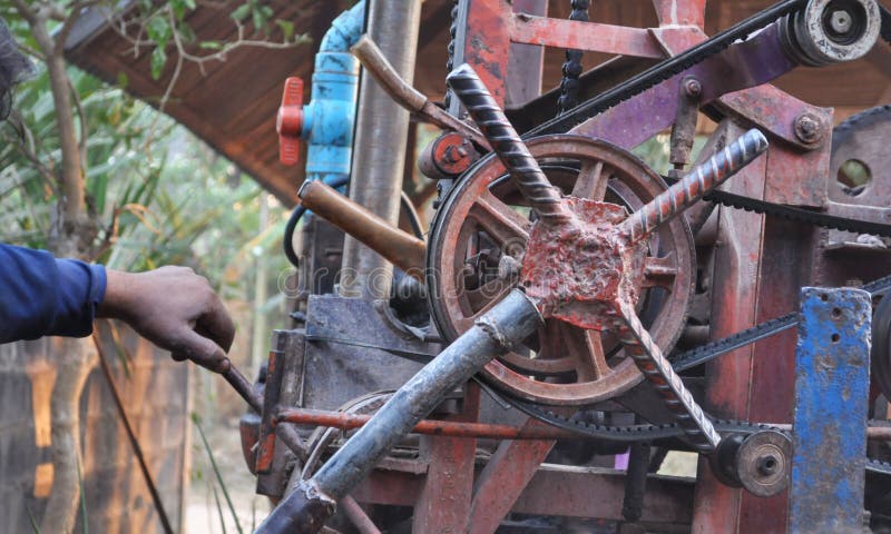 Hand of Man Working with Old Machine Stock Photo - Image of industrial ...