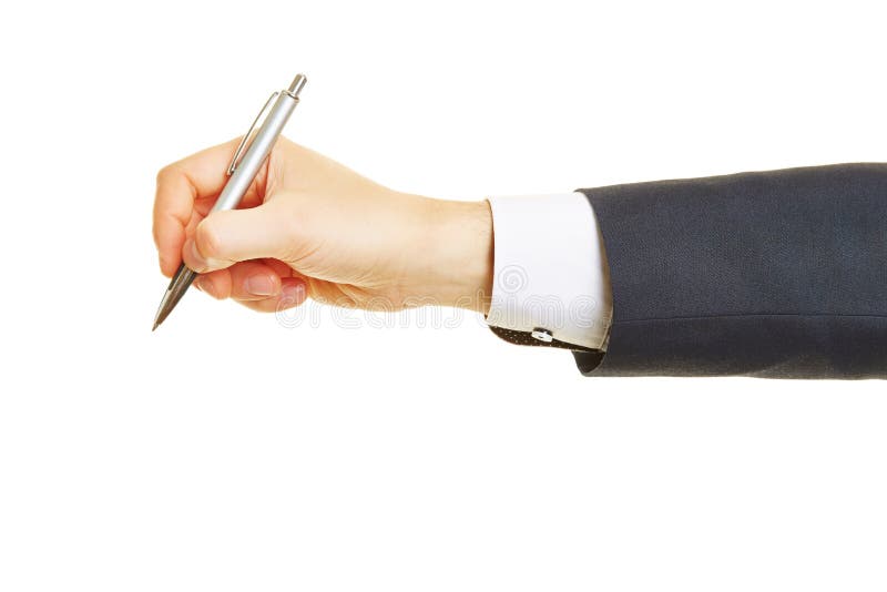 Hand of Manager with Ballpoint Pen Stock Photo - Image of design ...