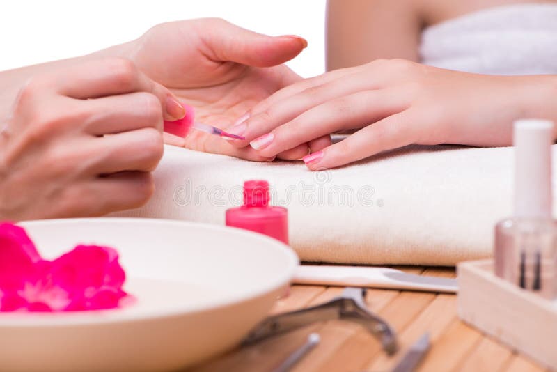 The Hand Manicure Treatment in Health Concept Stock Image - Image of ...
