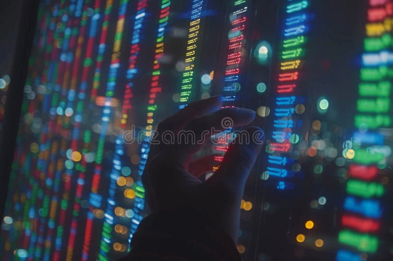 Hand Manipulating Holographic DNA Strands Against a Data Background ...