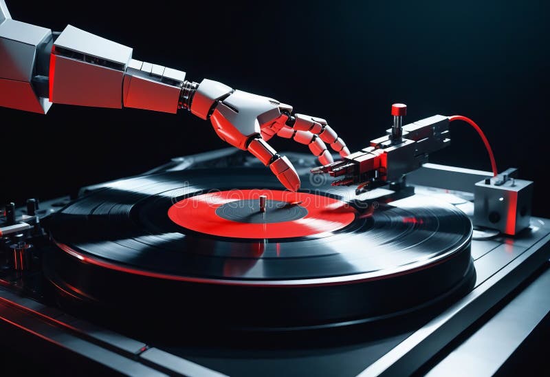 Hand Manipulating Vinyl Record on Turntable Stock Illustration ...