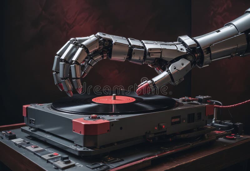 Hand Manipulating Vinyl Record on Turntable Stock Illustration ...