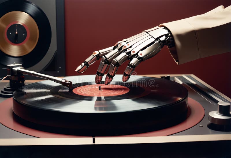 Hand Manipulating Vinyl Record on Turntable Stock Illustration ...