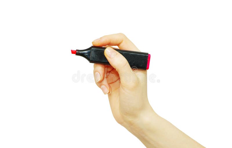 Hand with Marker Drawing Isolated Stock Image - Image of paper, message ...