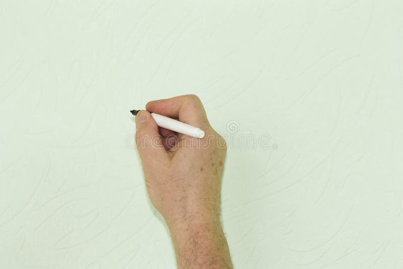 Hand and Marker. Man`s Hand Write Stock Photo - Image of male ...