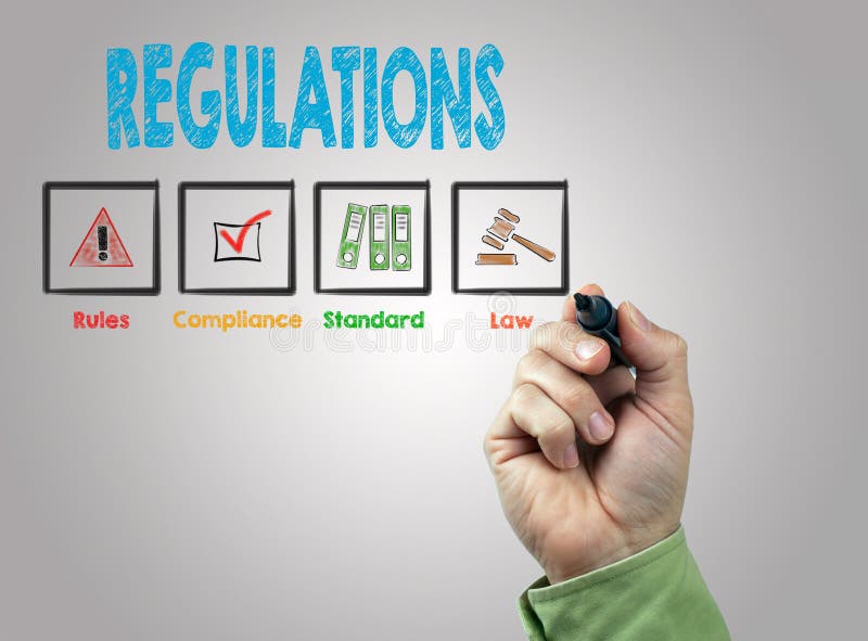 Hand with Marker Writing Regulations, Business Concept Stock Photo ...
