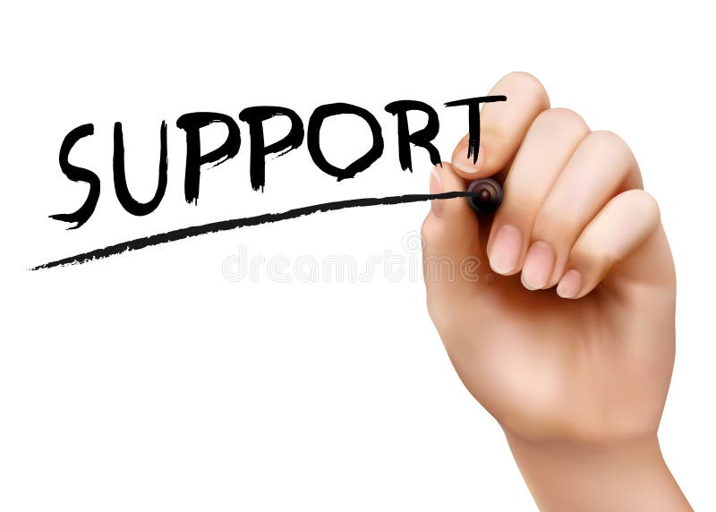 Hand with a Marker Writing Support. Stock Vector - Illustration of ...