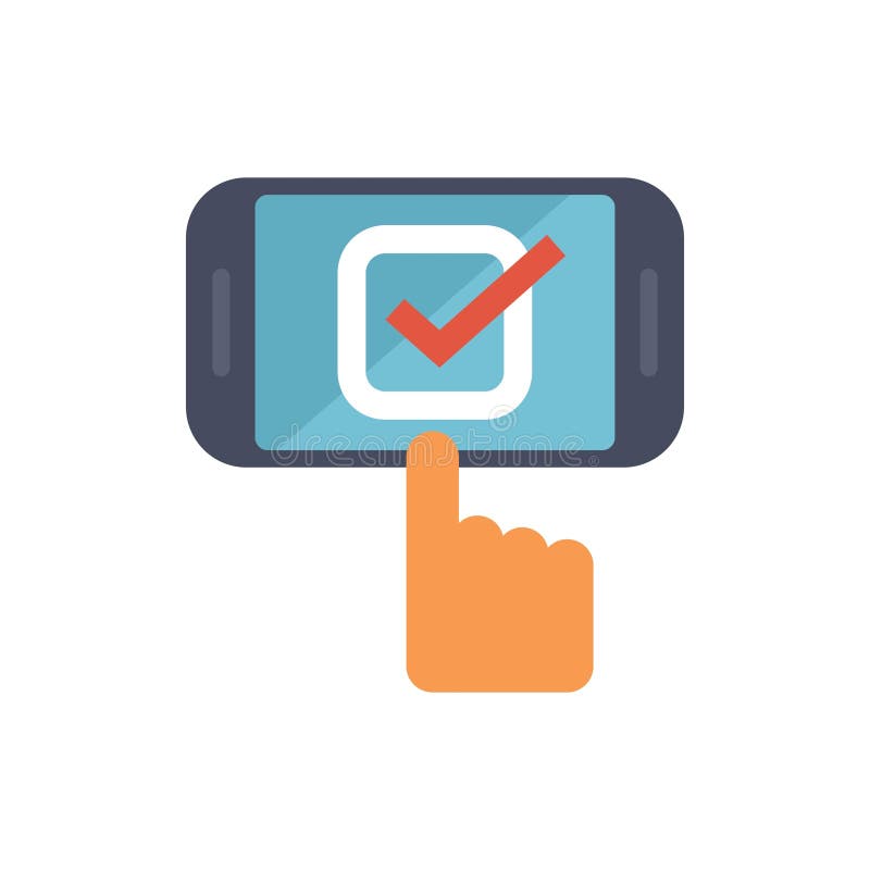 Finger Tapping Checkbox Displayed on Smartphone Screen Stock ...