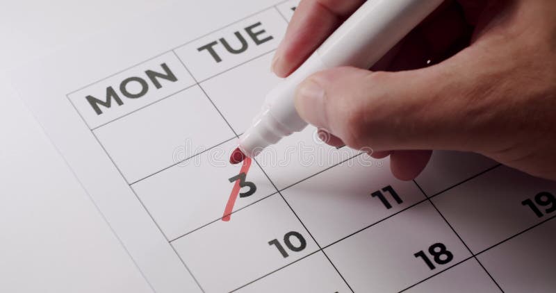 Hand Marking Important Date on Calendar with Red Marker Stock Footage ...