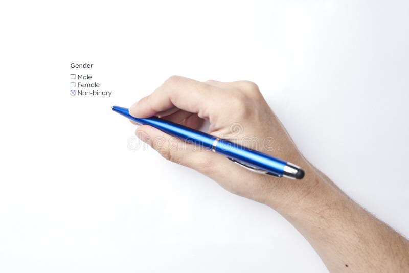 Hand Marking the Non-binary Option on a Form with this Gender Identity ...