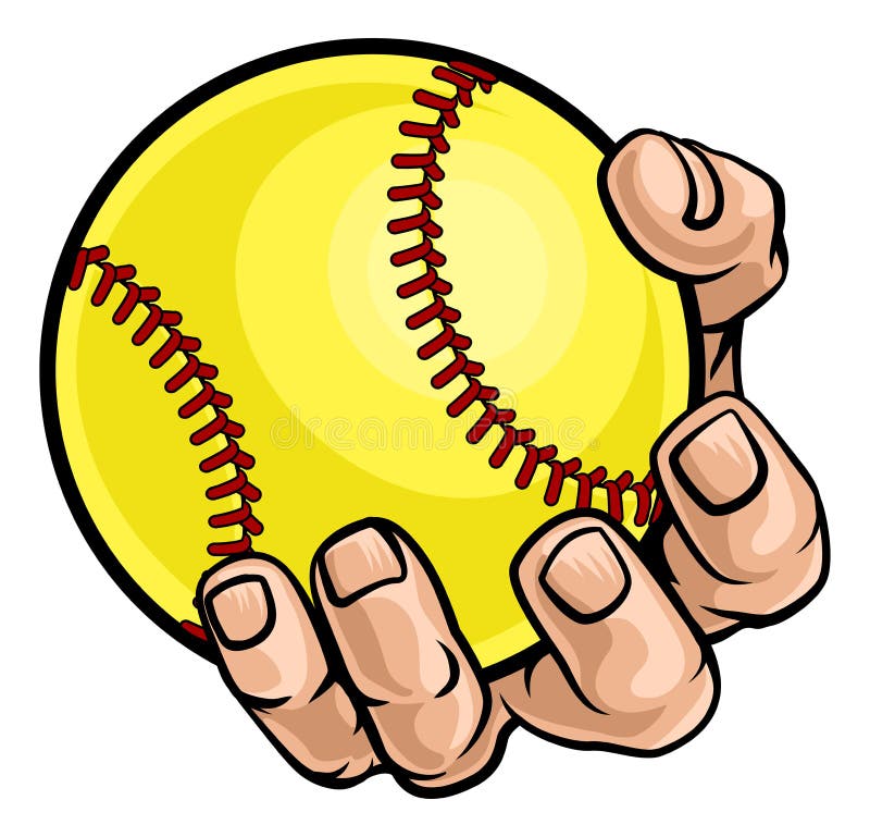 Hand Mascot Holding Softball Ball Stock Vector - Illustration of ...