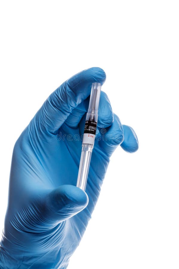 Hand with a medical needle stock image. Image of sanitarian - 53726285
