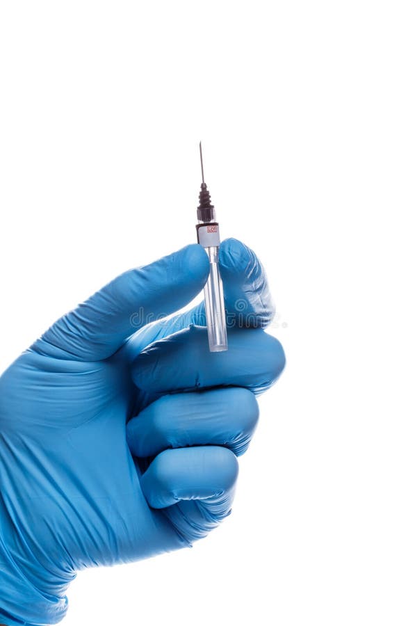 Hand with a medical needle stock photo. Image of hygienic - 53726286