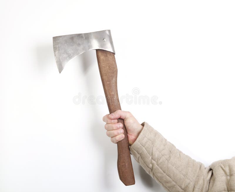 Hand with medieval axe stock photo. Image of century - 17348290