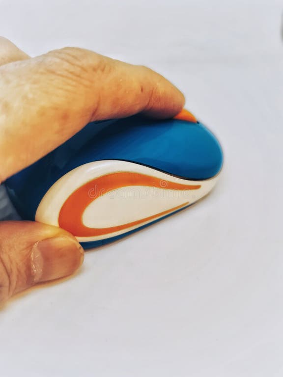 The Hand of Men Manager Using Wireless Wi-Fi Mouse Computer Laptop ...