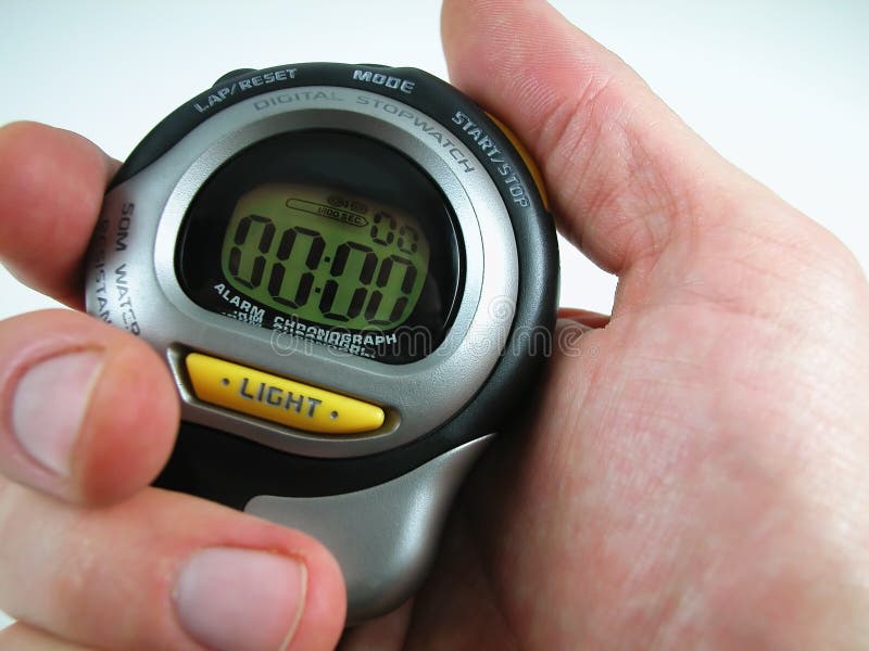 Hand Met Digitale Stopwatch Stock Afbeelding - Image of sporten, tijd ...
