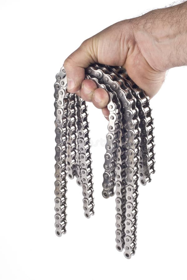 Hand with metal link chain stock photo. Image of idea - 5032624