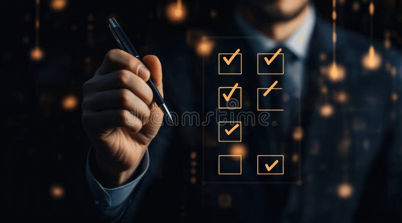 A Hand is Methodically Drawing a Check Mark on a Digital Screen Stock ...