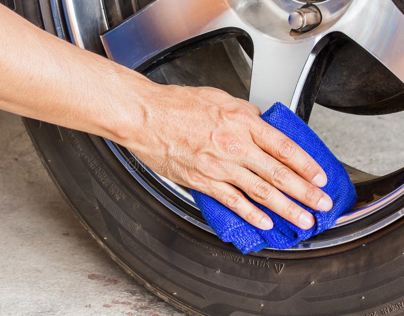 Cleaning Car Wheel and Tire with Active Foam Stock Photo - Image of ...