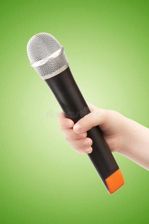Hand and Arm Holding Microphone Isolated on White Stock Photo - Image ...