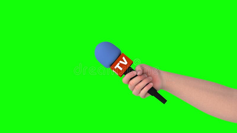 News Conference, Hands Holding Microphones on Green Screen, Looping, 3D ...