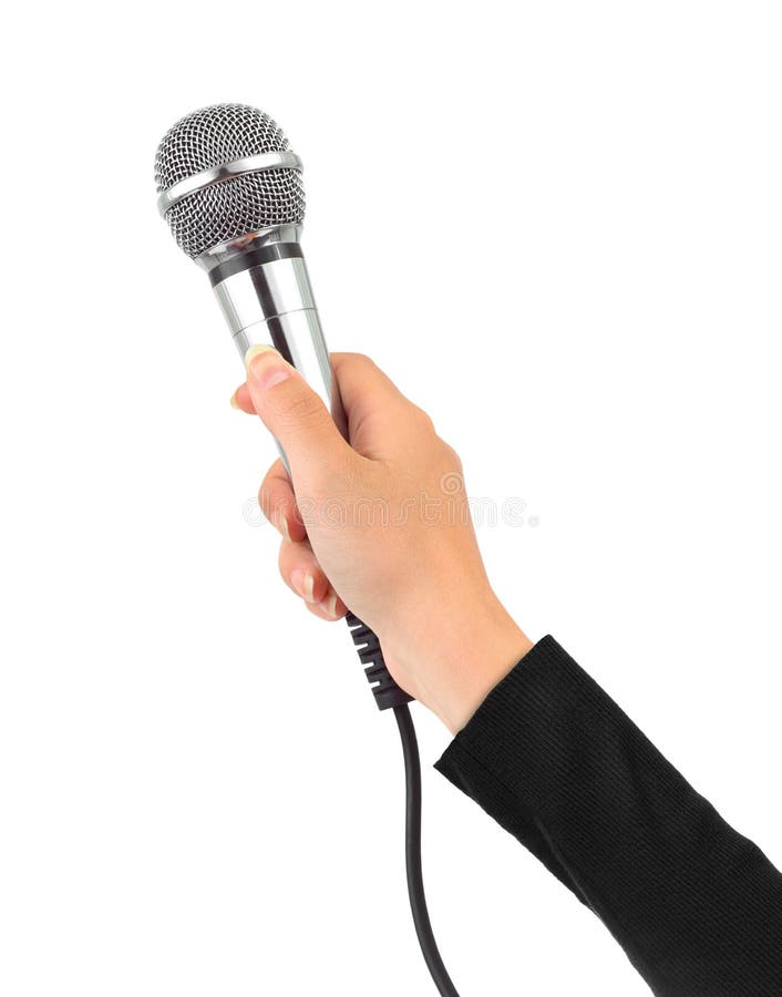 Hand with a microphone stock image. Image of communications - 48051255