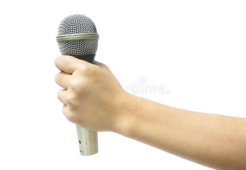 Hand with a microphone stock image. Image of communications - 48051255