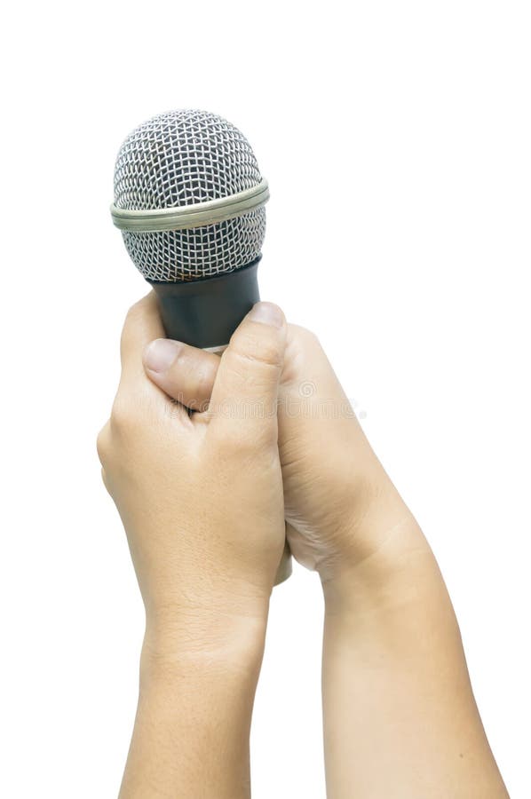 904 Hand Holding Microphone Interview Isolated White Stock Photos ...