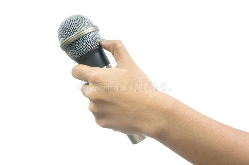 904 Hand Holding Microphone Interview Isolated White Stock Photos ...