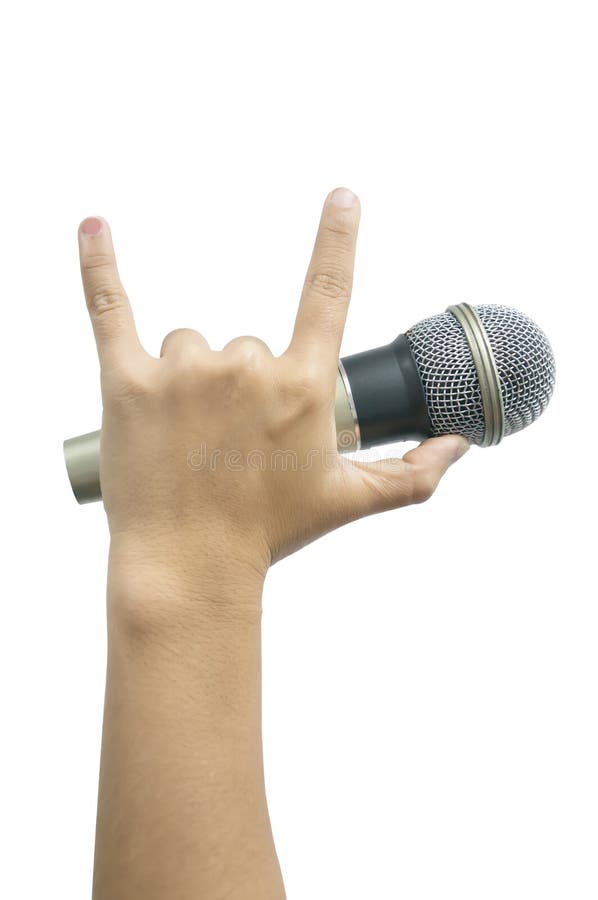Hand with a microphone stock image. Image of communications - 48051255