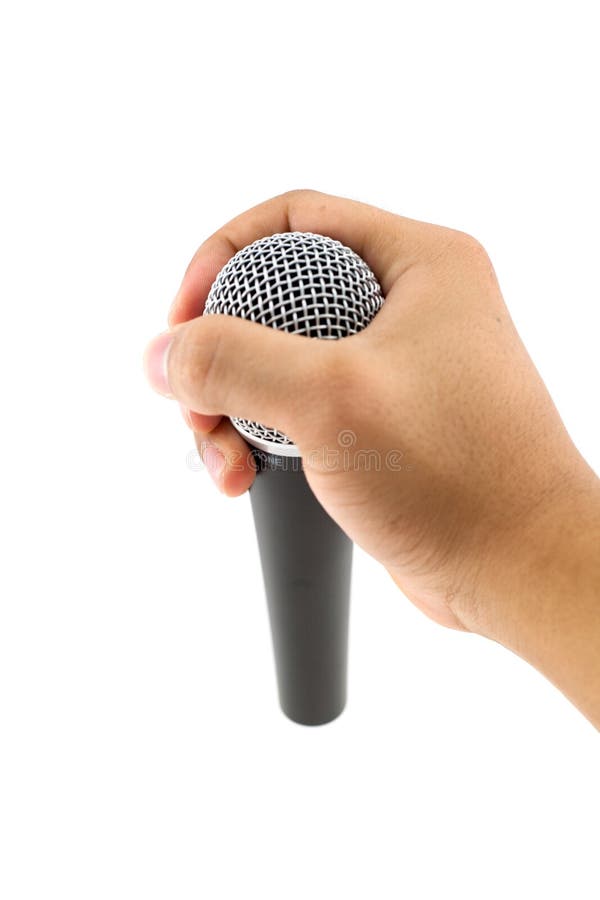 Hand with a microphone stock photo. Image of metal, media - 43356252