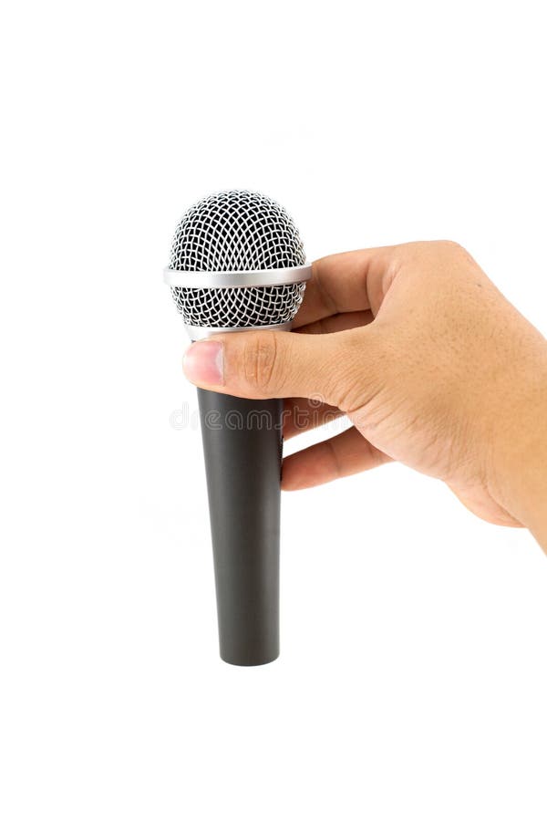 Hand with a microphone stock image. Image of metal, equipment - 43356249
