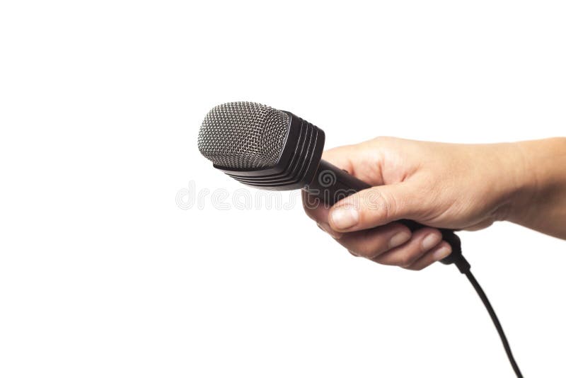 Hand with a microphone stock image. Image of communications - 48051255