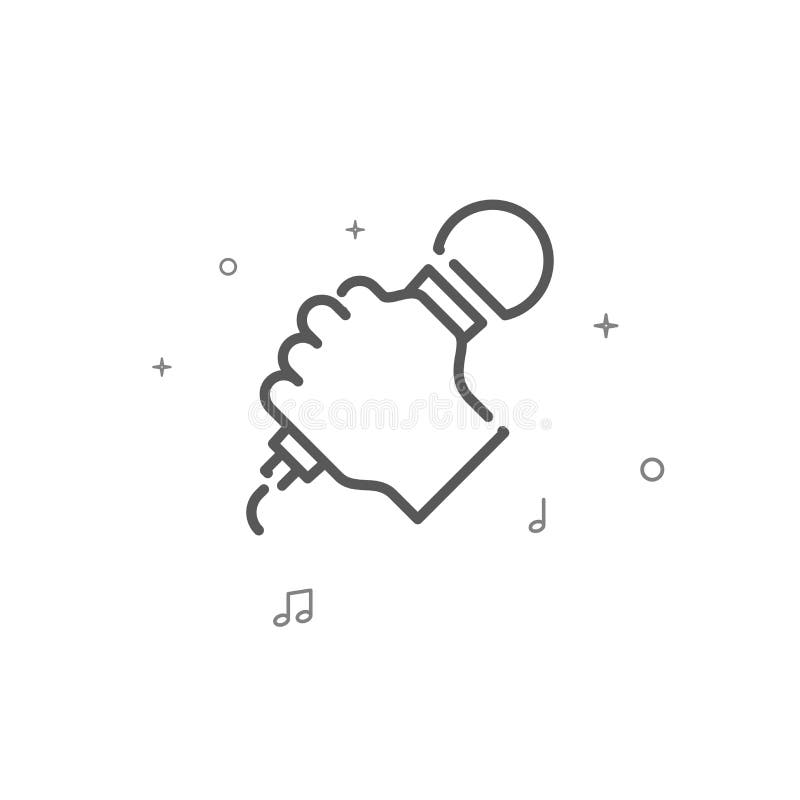 Hand with Microphone Simple Vector Line Icon. Symbol, Pictogram, Sign ...