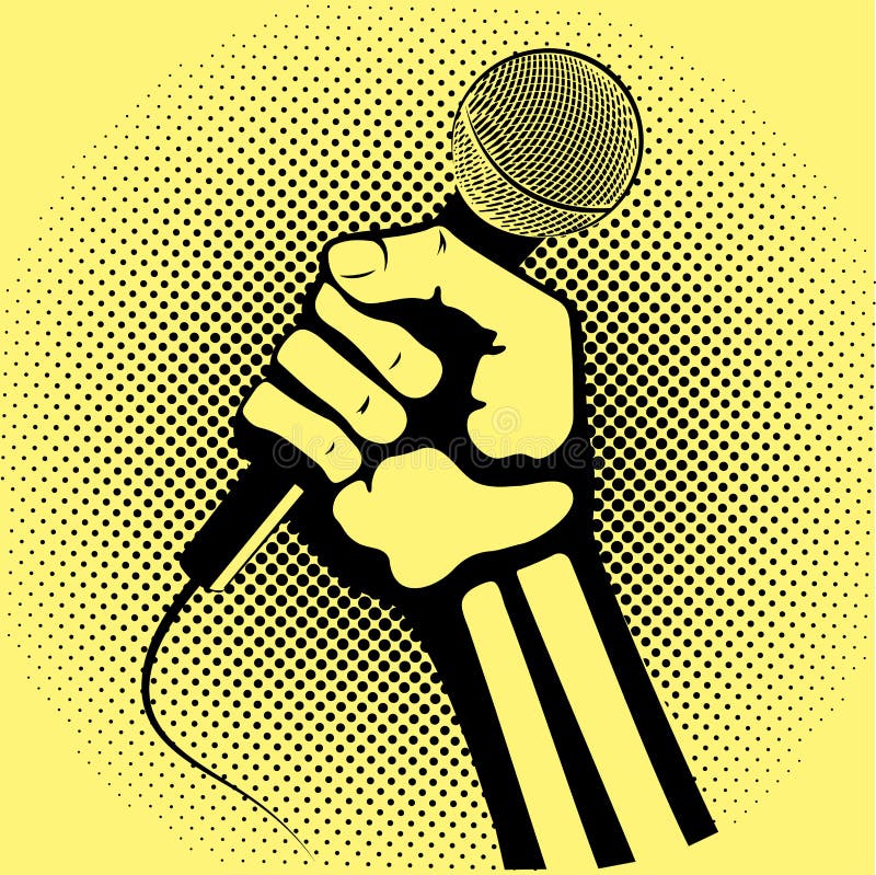 Hand with Microphone Vector Illustration Stock Vector - Illustration of ...