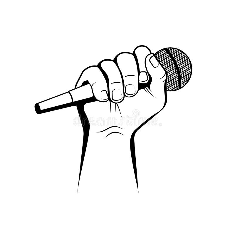 Hand with Microphone Vector Illustration Stock Vector - Illustration of ...