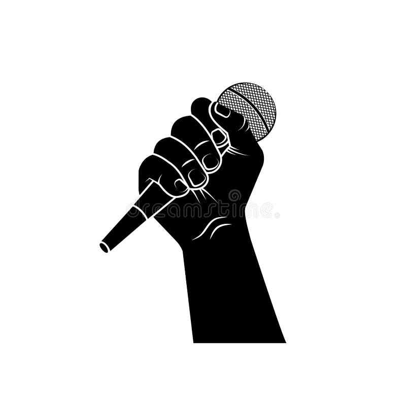 Hand with Microphone Vector Illustration Stock Vector - Illustration of ...