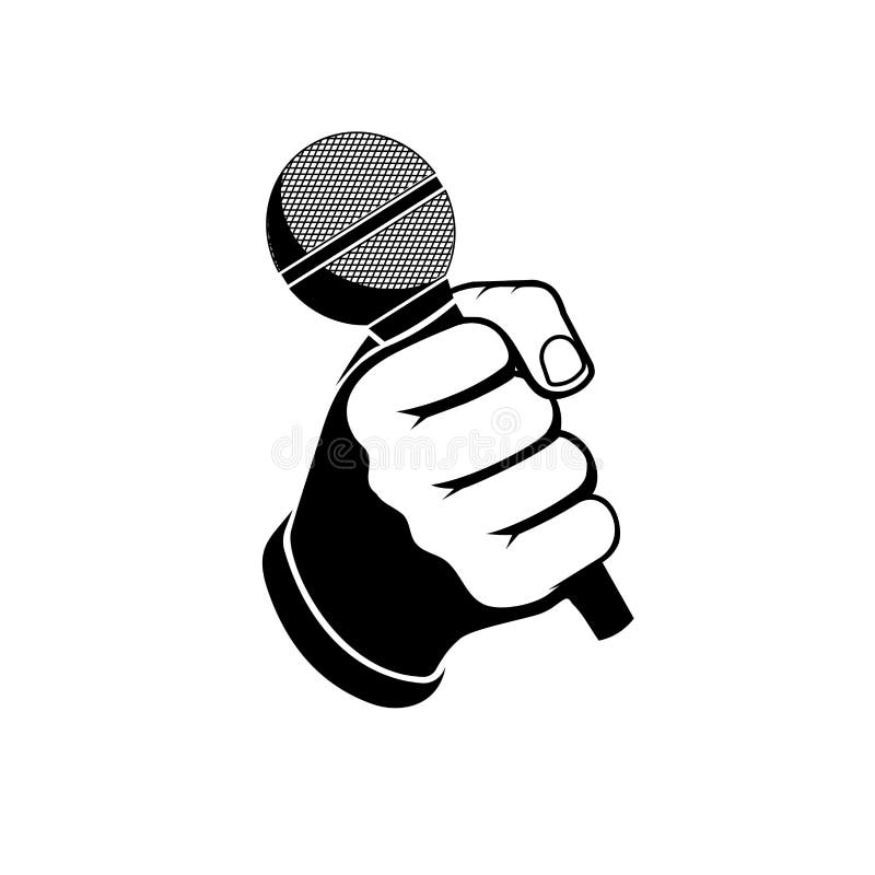 Hand with Microphone Vector Illustration Stock Vector - Illustration of ...
