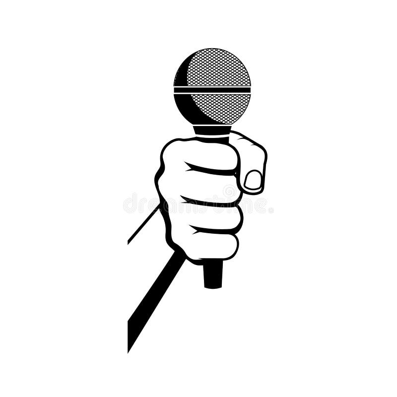 Hand with Microphone Vector Illustration Stock Vector - Illustration of ...