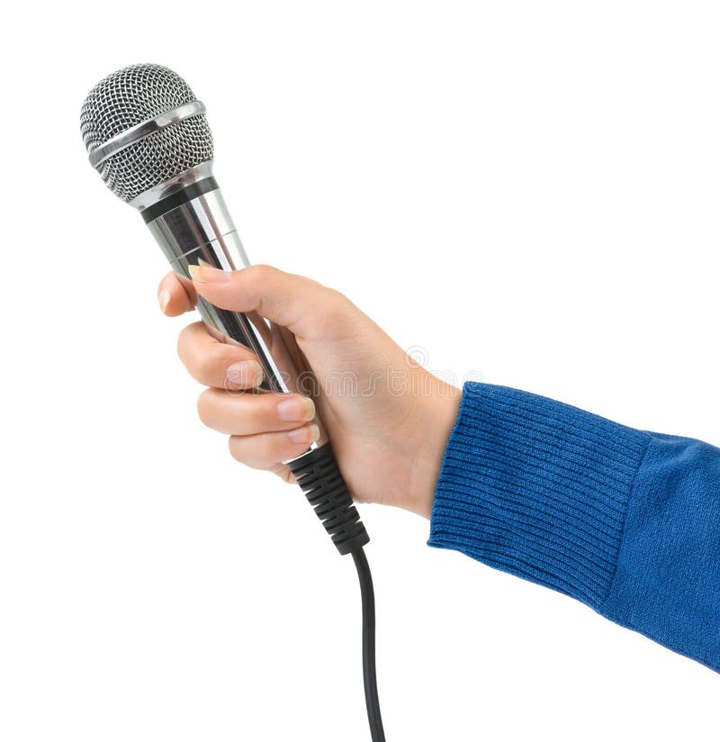 Journalist with microphone stock image. Image of feedback - 6919797