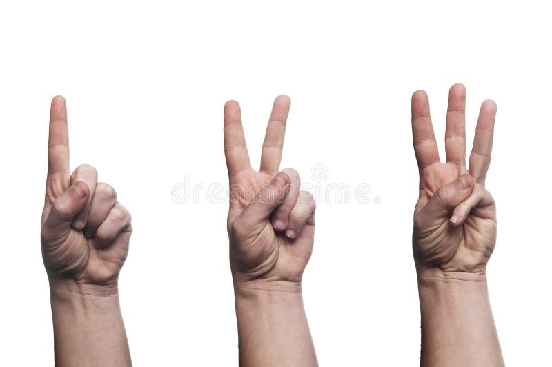 Hand Mimic Numbers Isolated on White Background Stock Photo - Image of ...