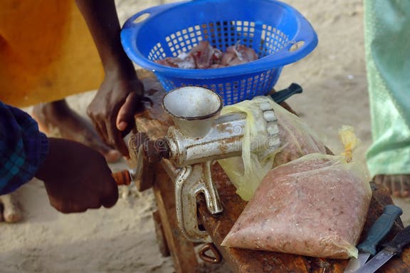Hand Mincing Fish in Africa Stock Image - Image of hand, mince: 23002829