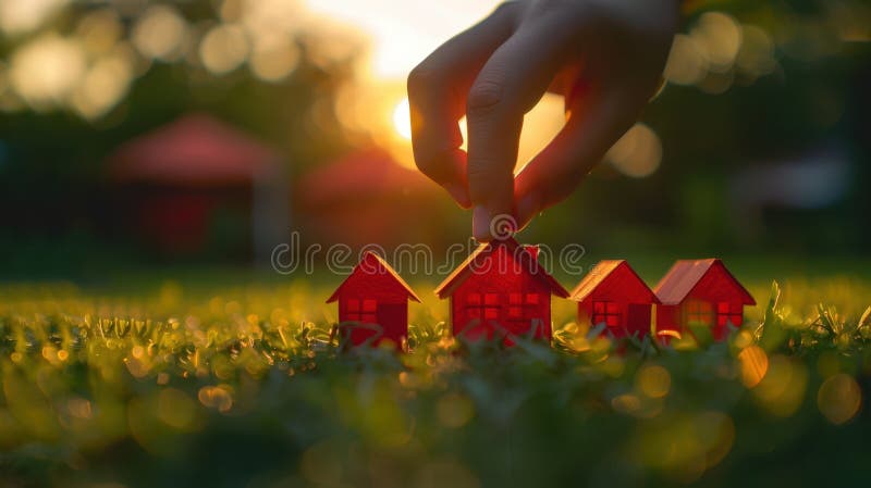 The Hand with Mini Houses. AI Generated Stock Illustration ...